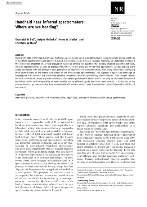 Pdf Handheld Near Infrared Spectrometers Where Are We Heading