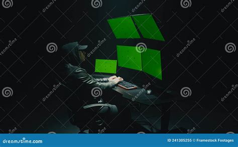 Adult Hacker Attacking Data On The Internet Stock Image Image Of