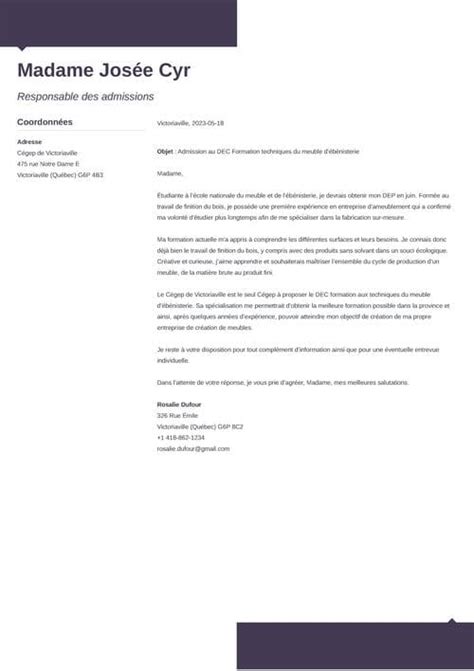 Exemple De Lettre De Motivation Pour Une Formation