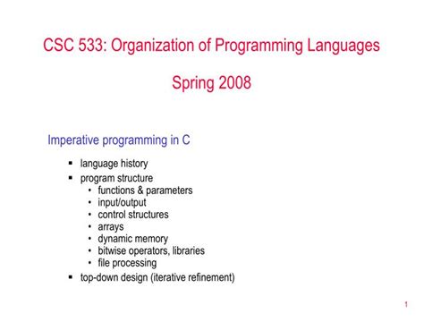 Ppt Csc 533 Organization Of Programming Languages Spring 2008 Powerpoint Presentation Id
