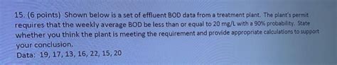 solved 15 6 points shown below is a set of effluent bod