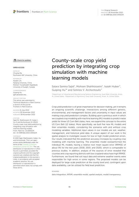 Pdf County Scale Crop Yield Prediction By Integrating Crop Simulation