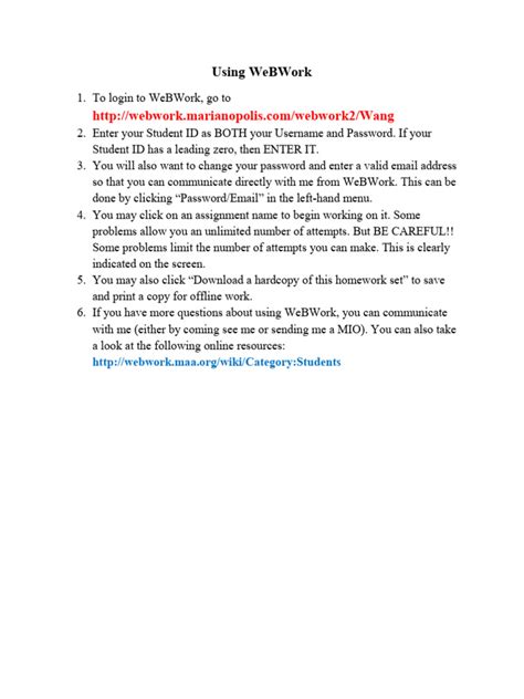 using webwork pdf