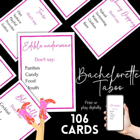 Bachelorette Party Taboo Bachelorette Taboo Bachelorette Don T Say It Bachelorette Party Game