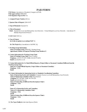 Fillable Online Standards Ieee PAR Status Amendment Of Standard Unapproved PAR Standards