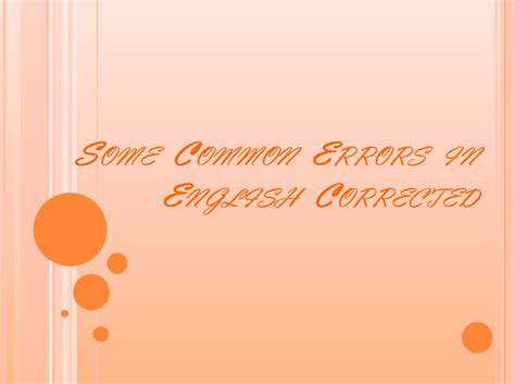 some common errors in english part i ppt