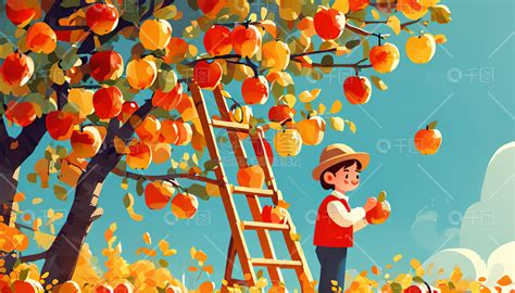 插画ai数字艺术 秋季丰收的季节孩子们在果园里采摘苹果的插画 Ai平面元素免费下载png格式4032像素编号70843470 千图网