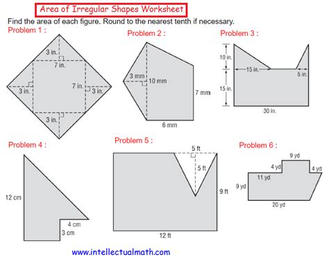 Finding Area Of Irregular Shapes Worksheet
