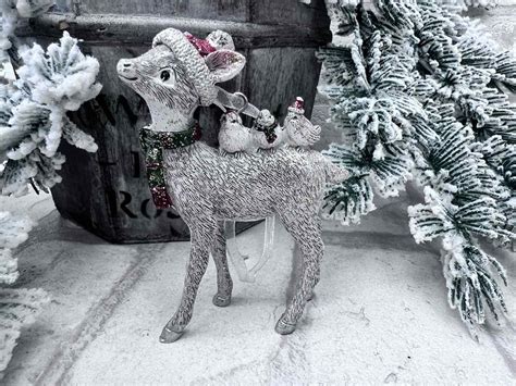 Оленя з пташечками статуетка керамічна H 9 см Id 2425608685 ціна