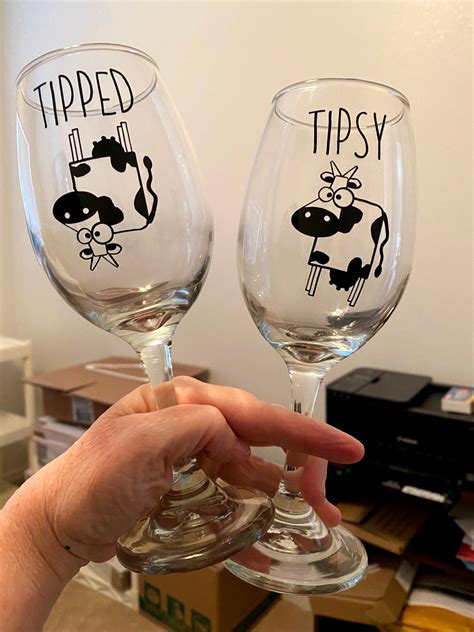 Wine Glasses With Stem Tipsy And Tipped 13 Ounces Etsy