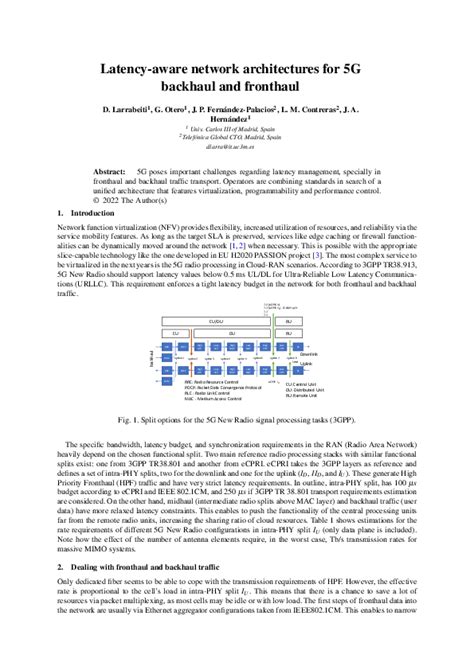 Pdf Latency Aware Network Architectures For 5g Backhaul And Fronthaul