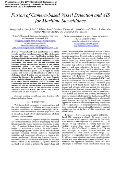Pdf Fusion Of Camera Based Vessel Detection And Ais For Maritime