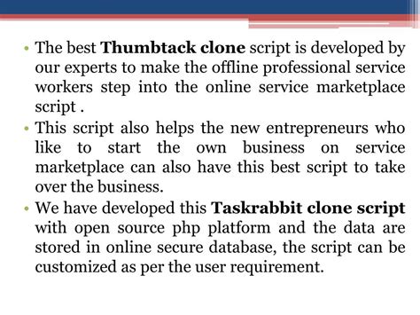 PPT Thumbtack Clone Taskrabbit Clone Script PowerPoint Presentation