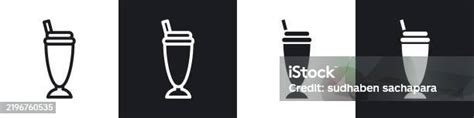 밀크 쉐이크 아이콘은 흑백 채우기 및 선 스타일로 설정됩니다 과일에 대한 스톡 벡터 아트 및 기타 이미지 과일 녹색 달콤한 음식 Istock