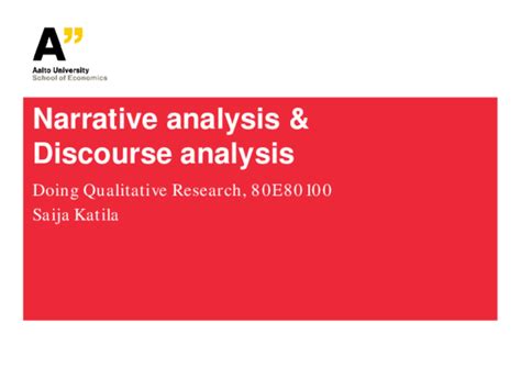 Pdf Narrative Analysis And Discourse Analysis Doing Qualitative Research