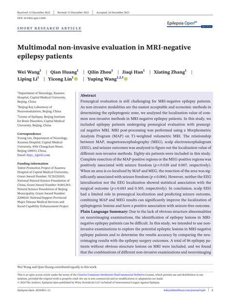 PDF Multimodal Non Invasive Evaluation In MRI Negative Epilepsy Patients