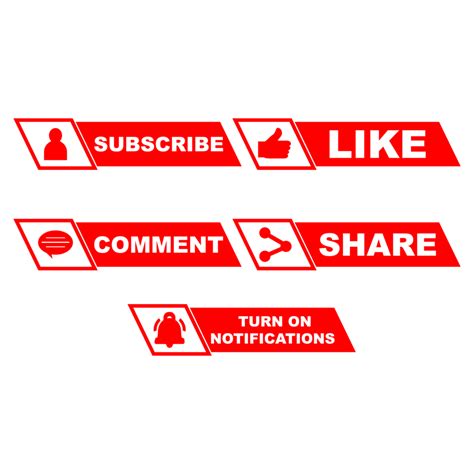 Subscribe Button PNG Collection With Abstract Shapes Red Color Button Collection With Like