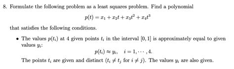 solved 8 formulate the following problem as a least squares