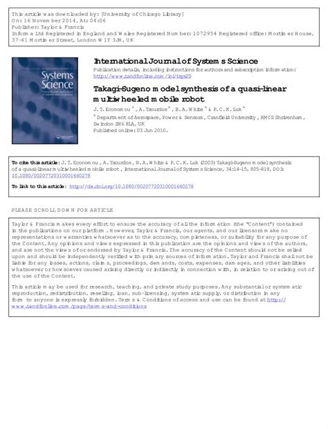 Pdf Takagisugeno Model Synthesis Of A Quasi Linear Multiwheeled
