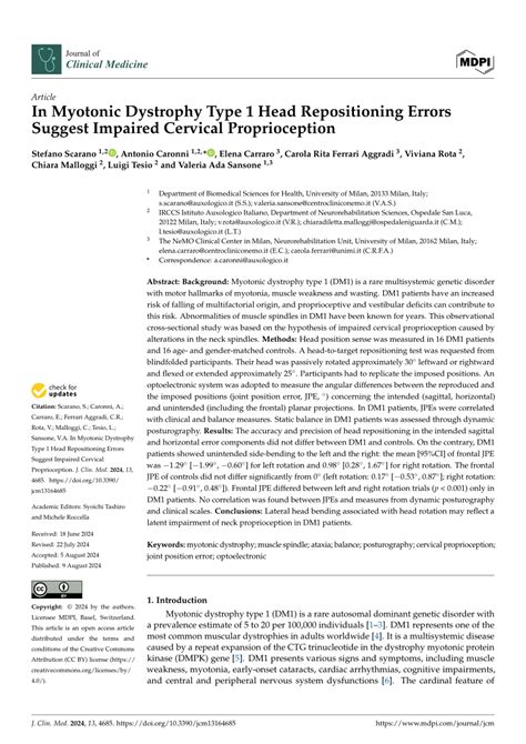 Pdf In Myotonic Dystrophy Type 1 Head Repositioning Errors Suggest