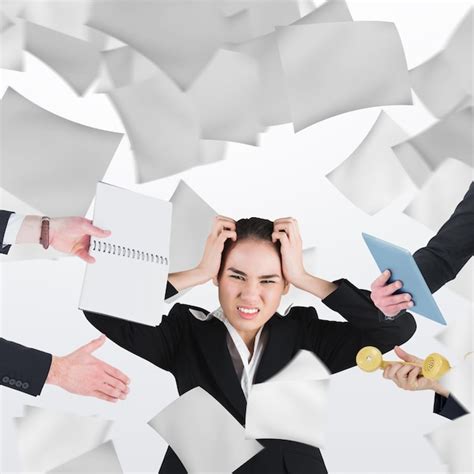 Premium Photo Hand Holding Notepad Against Sheets Of Paper Flying