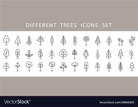 Tree Line Icon Set Logo Shapes Collection Vector Image
