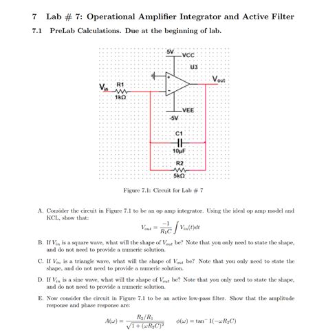 Solved 7 Lab 7 Operational Amplifier Integrator And
