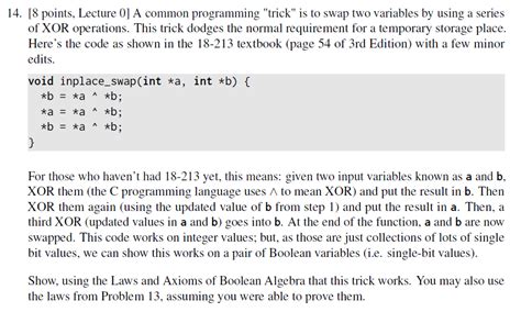 Solved 8 Points Lecture 0 A Common Programming Trick Is