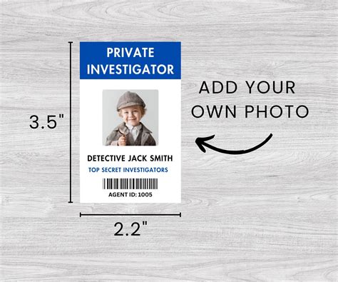 Printable Detective Id Name Badge Private Investigator Halloween