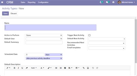 Activity Types Odoo V Community Edition Book