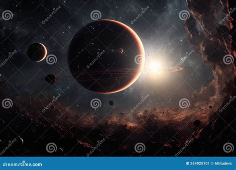 Binary Star System With Exoplanets In Orbit Stock Image Image Of