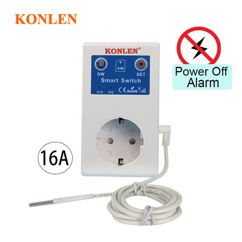 Konlen 16a Gsm Socket Sms Power On Off Alarm Outlet Relay Smart Switch Remote Control