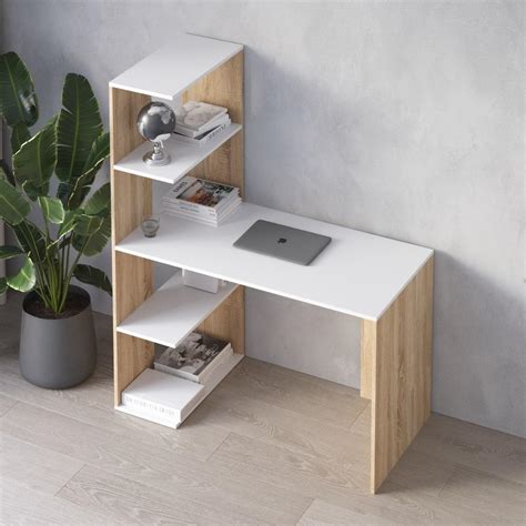 ᐉ Стіл письмовий з полицями зліва M 16 ДСП 1200х600х1473 мм Дуб Сонома Білий 17633530 • Краща