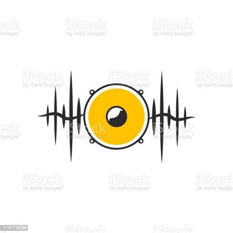 어두운 파도에 양식에 일치 시키는 노란색 스피커 흰색 바탕에 최소한의 소리 기호입니다 벡터 일러스트 건강관리와 의술에 대한 스톡