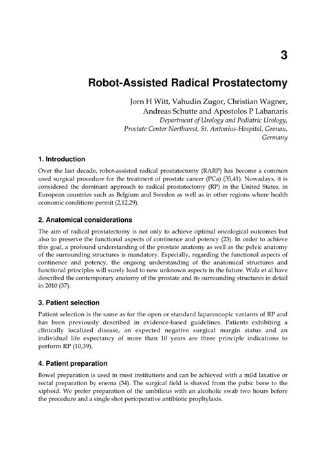 Pdf Robot Assisted Radical Prostatectomy