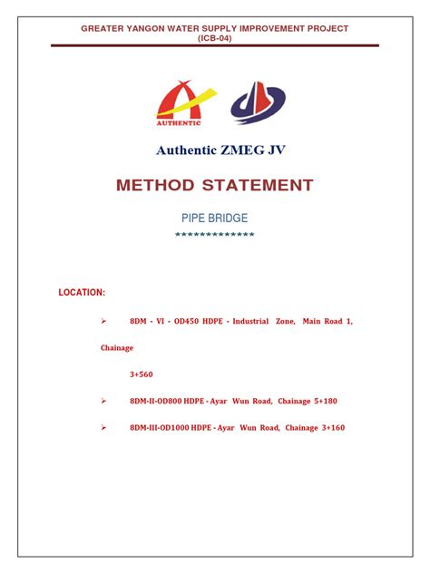 Method Of Statement For Pipe Bridge Pdf Drilling Surveying