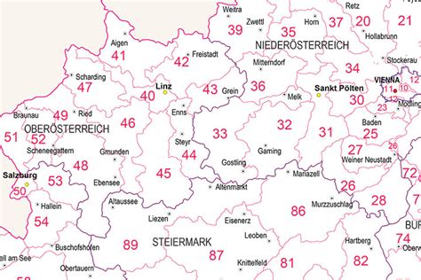 Map Of Austria With Regions And Postal Codes
