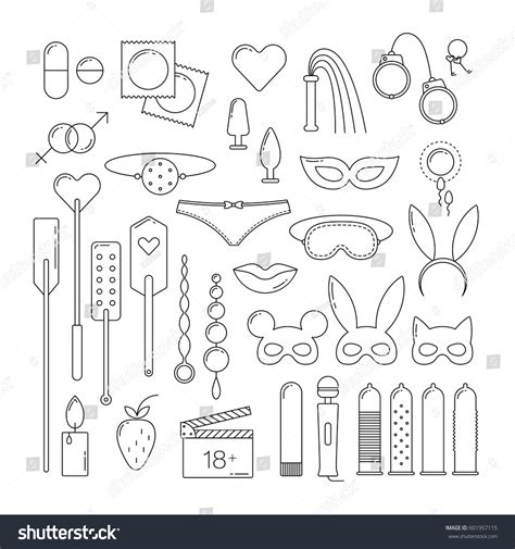 Bdsm Sex Set Icons Linear Design Stock Vector Royalty Free 601957115 Shutterstock