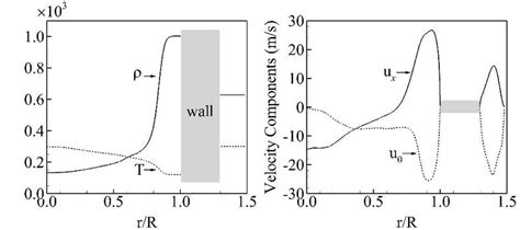 Radial Distributions Of Time Averaged Density Temperature T