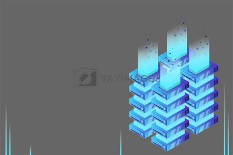 Server Room Isometric Vector Futuristic Technology Of Data Protection And Processing By Aozora