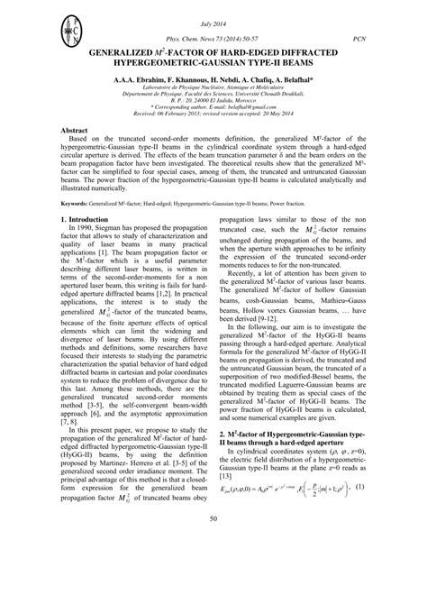 Pdf Generalized Beam Propagation Factor Of Hollow Sinh Gaussian Beams