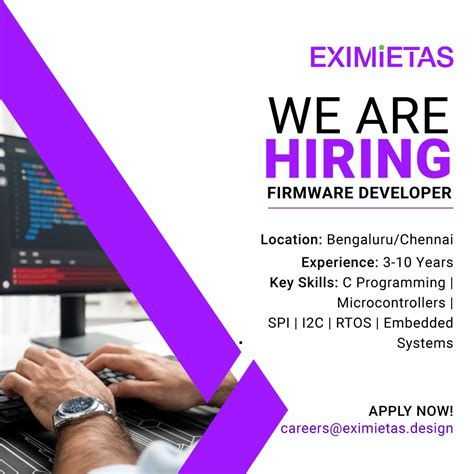 Hiring Firmwaredeveloper Embeddedsystems Rtos Cprogramming Eximietas Design