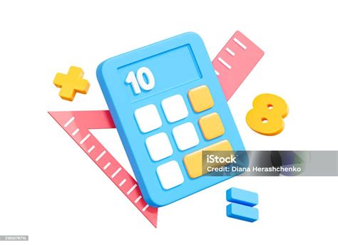 3d 계산기 및 기본 수학 연산 기호 수학자 교육 학교 교육 개념입니다 더하기 및 등호 기호 만화 크리 에이 티브 디자인 아이콘은 흰색 배경에 고립되어 있습니다 3d 렌더링