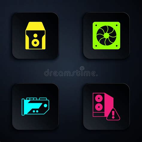 Set Case Of Computer Uninterruptible Power Supply Video Graphic Card And Computer Cooler