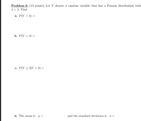 Solved Problem 8 13 Points Let Y Denote A Random Variable