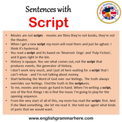 Sentences With Script Script In A Sentence In English Sentences For Script English Grammar Here