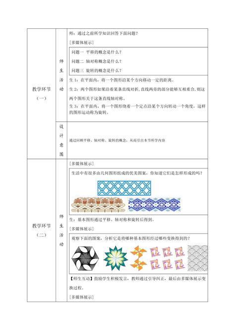 初中数学人教版九年级上册23 3图案设计教学设计 21世纪教育网