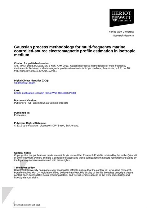 Pdf Gaussian Process Methodology For Multi Frequency Marine Dokumen