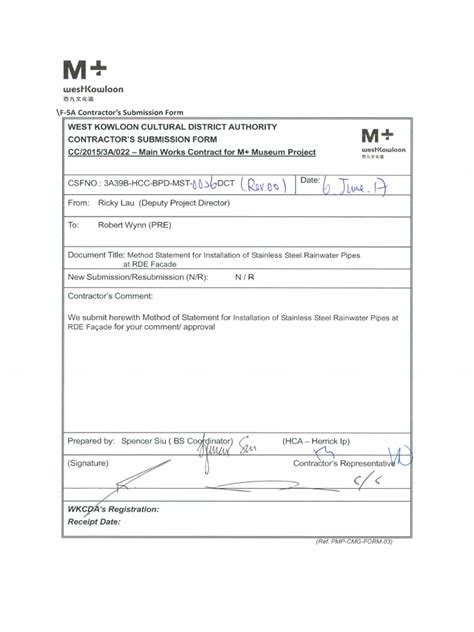 3a39b Hcc Bpd Mst 0026 Dct Rev 00 Method Statement For Installation Of Stainless Steel