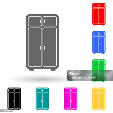 찬장 멀티 컬러 스타일 아이콘입니다 Ui 및 Ux 웹 사이트 또는 모바일 응용 프로그램에 대한 간단한 문양 가구 아이콘의 평면 벡터 등측투영법에 대한 스톡 벡터 아트 및